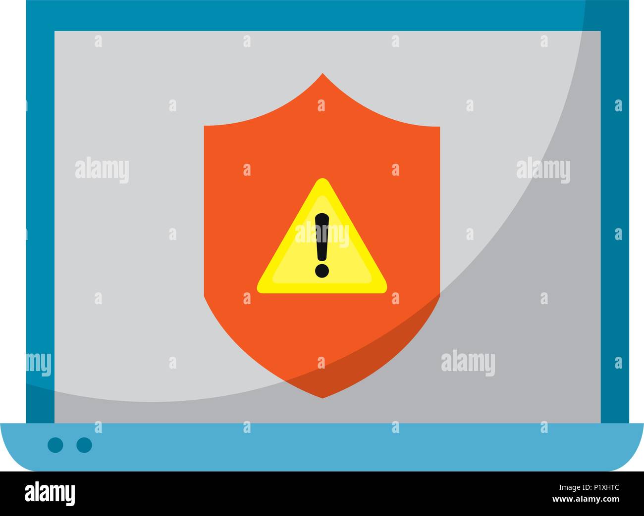 shield caution sign inside laptop technology Stock Vector Image & Art ...