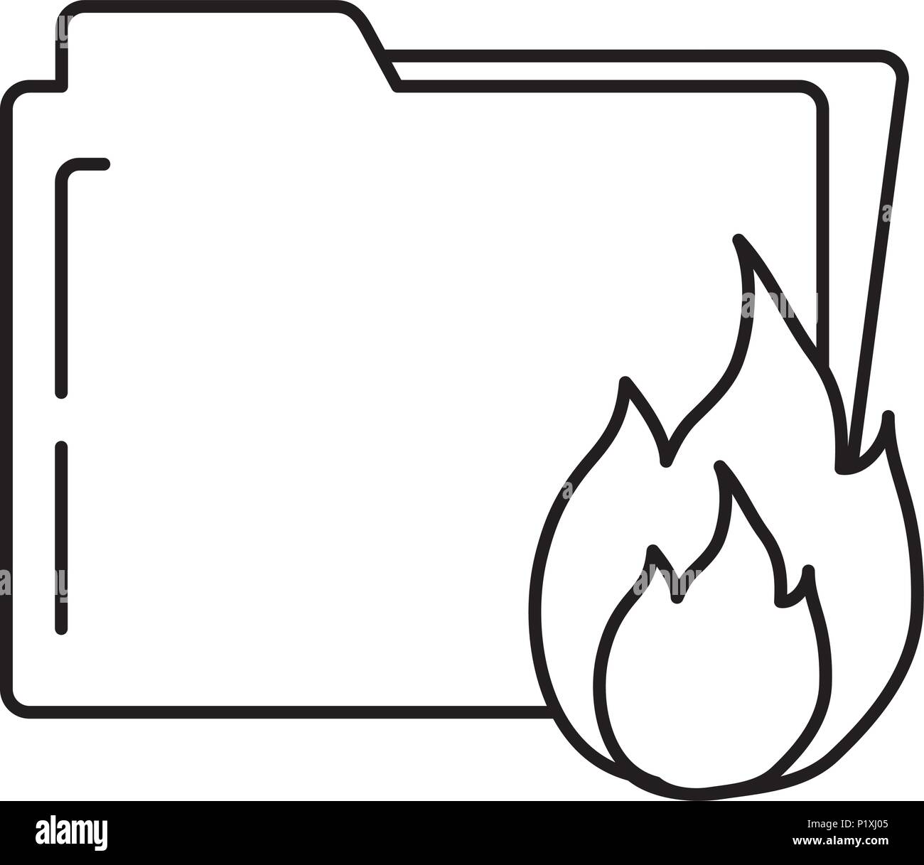 line folder file with caution hot fire Stock Vector Image & Art - Alamy