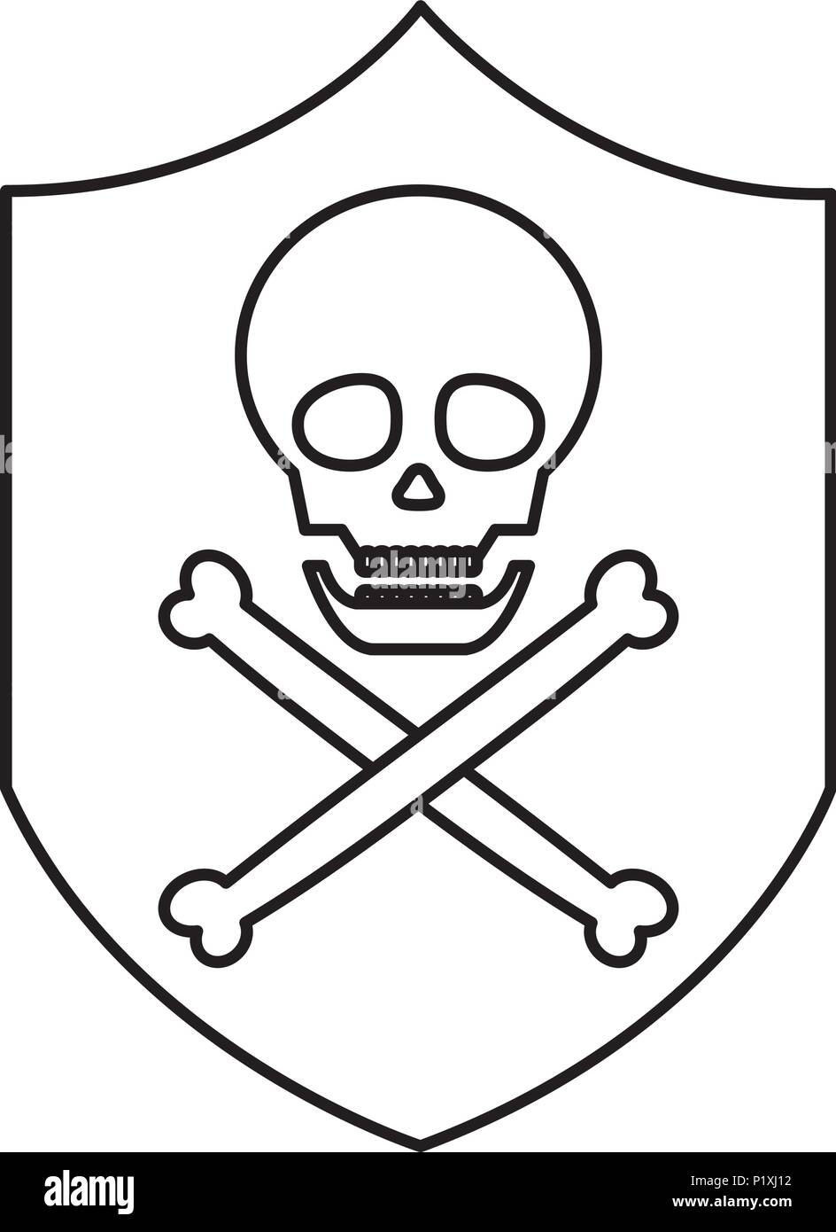 line shield danger skull death symbol Stock Vector Image & Art - Alamy