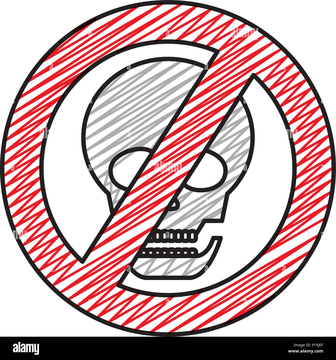 doodle warning skull forbidden sign alert Stock Vector Image & Art - Alamy