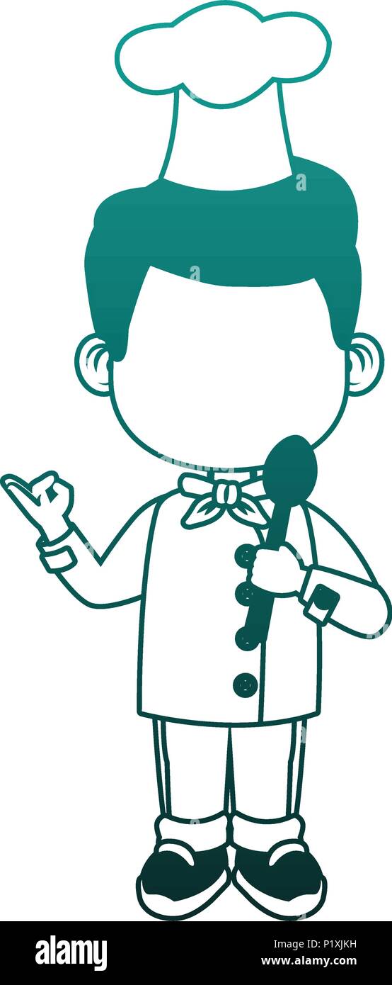 Cute chef boy cartoon blue lines Stock Vector Image & Art - Alamy