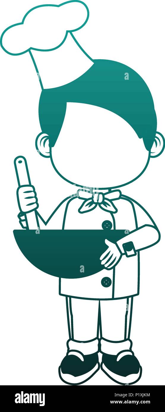 Cute chef boy cartoon blue lines Stock Vector Image & Art - Alamy