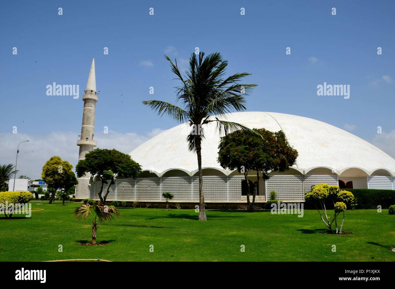 Masjid Tooba or Round Mosque with marble dome and pointed Turkish style ...