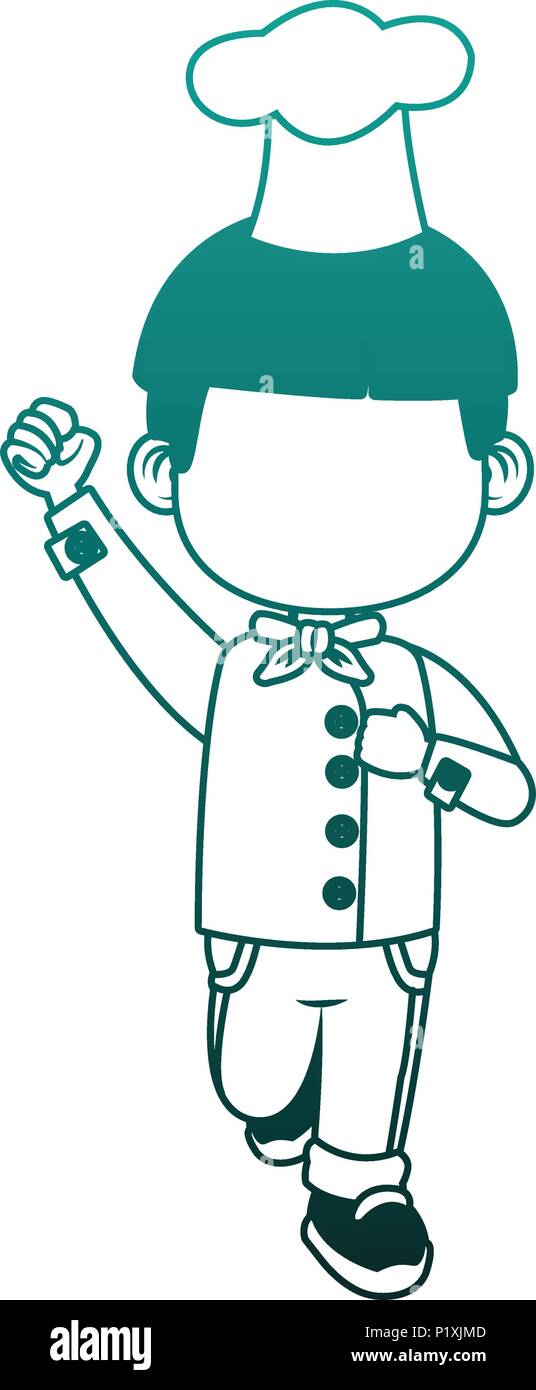 Cute chef boy cartoon blue lines Stock Vector Image & Art - Alamy