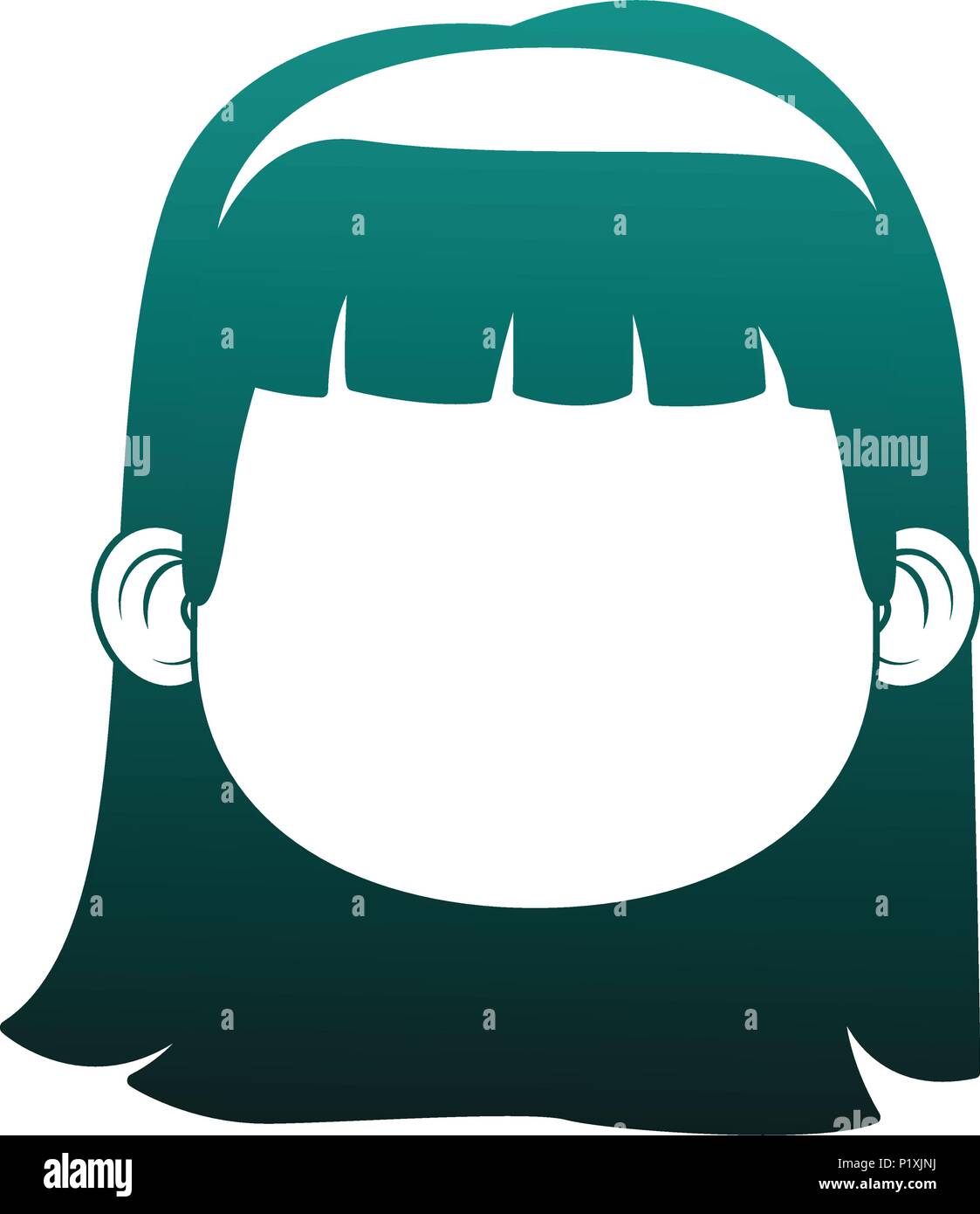 Beautiful girl faceless cartoon blue lines Stock Vector Image & Art - Alamy