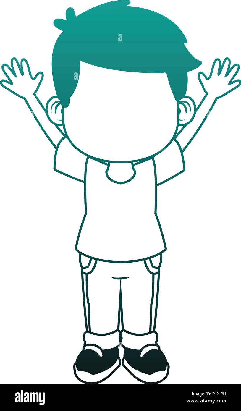 Cute boy cartoon blue lines Stock Vector Image & Art - Alamy