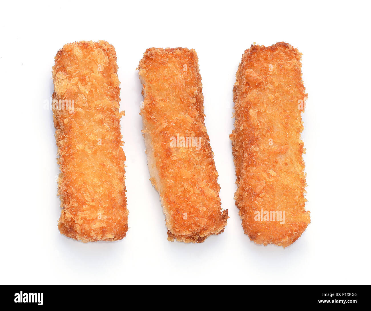 Battered fish fillet isolated over white background Stock Photo - Alamy