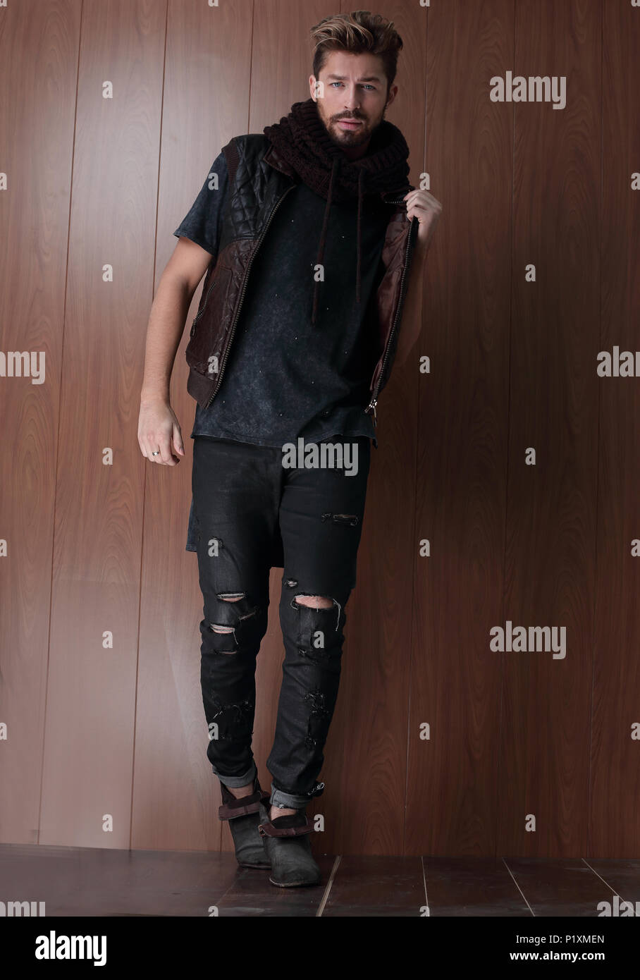 handsome young male model posing in studio Stock Photo - Alamy