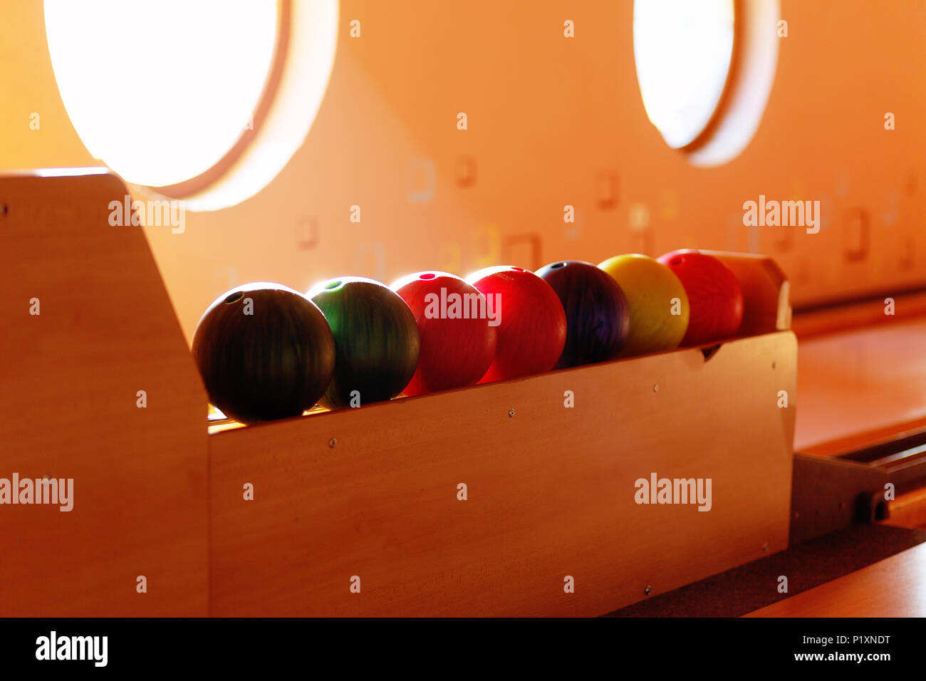 Insight into bowling hall prepared for the players Stock Photo - Alamy