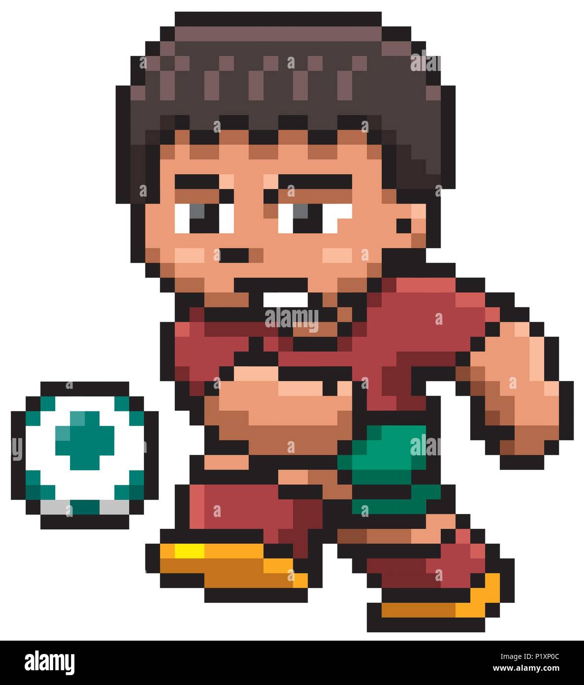 Vector illustration of Cartoon Soccer player - Pixel design Stock ...