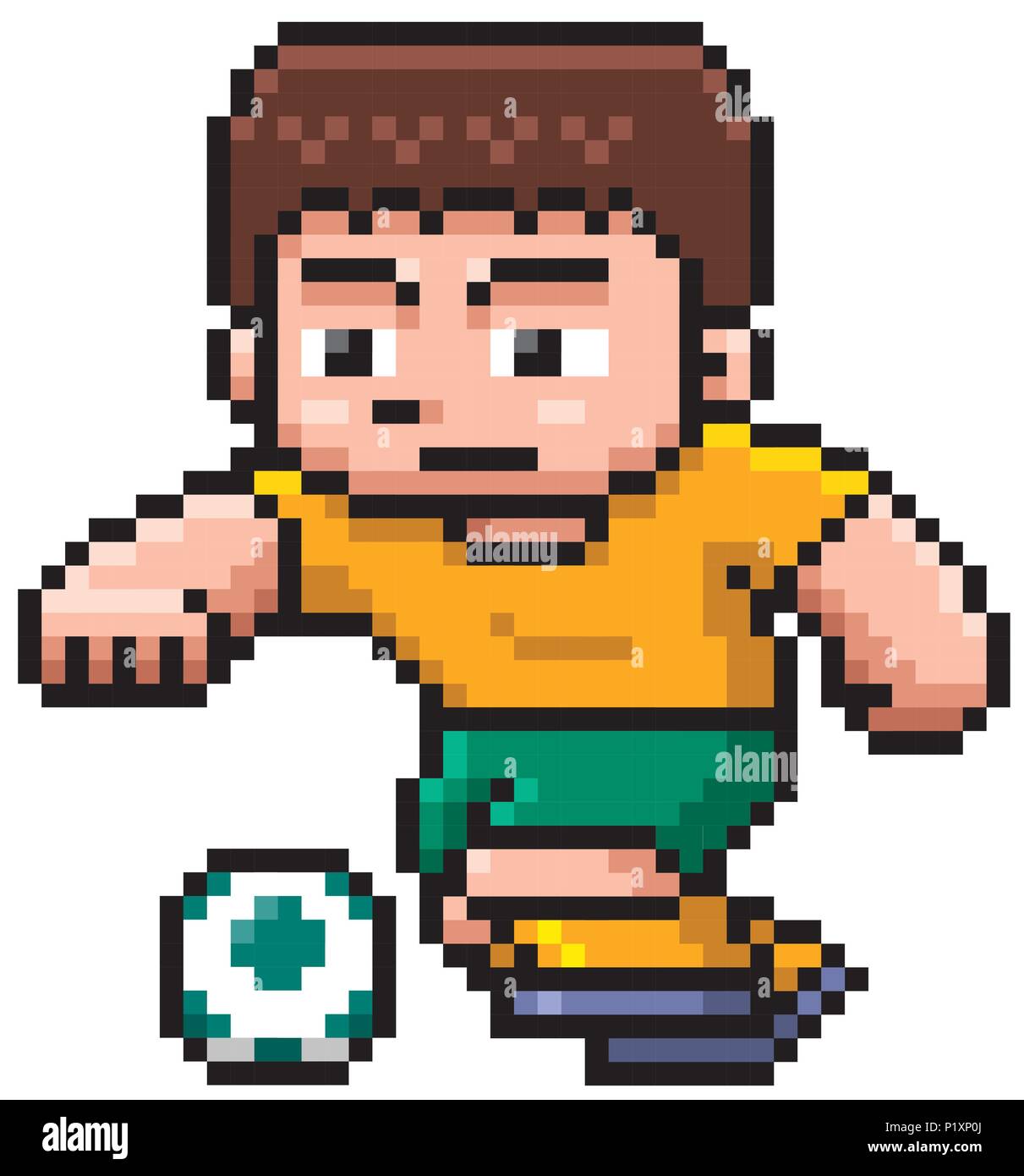Vector illustration of Cartoon Soccer player - Pixel design Stock ...