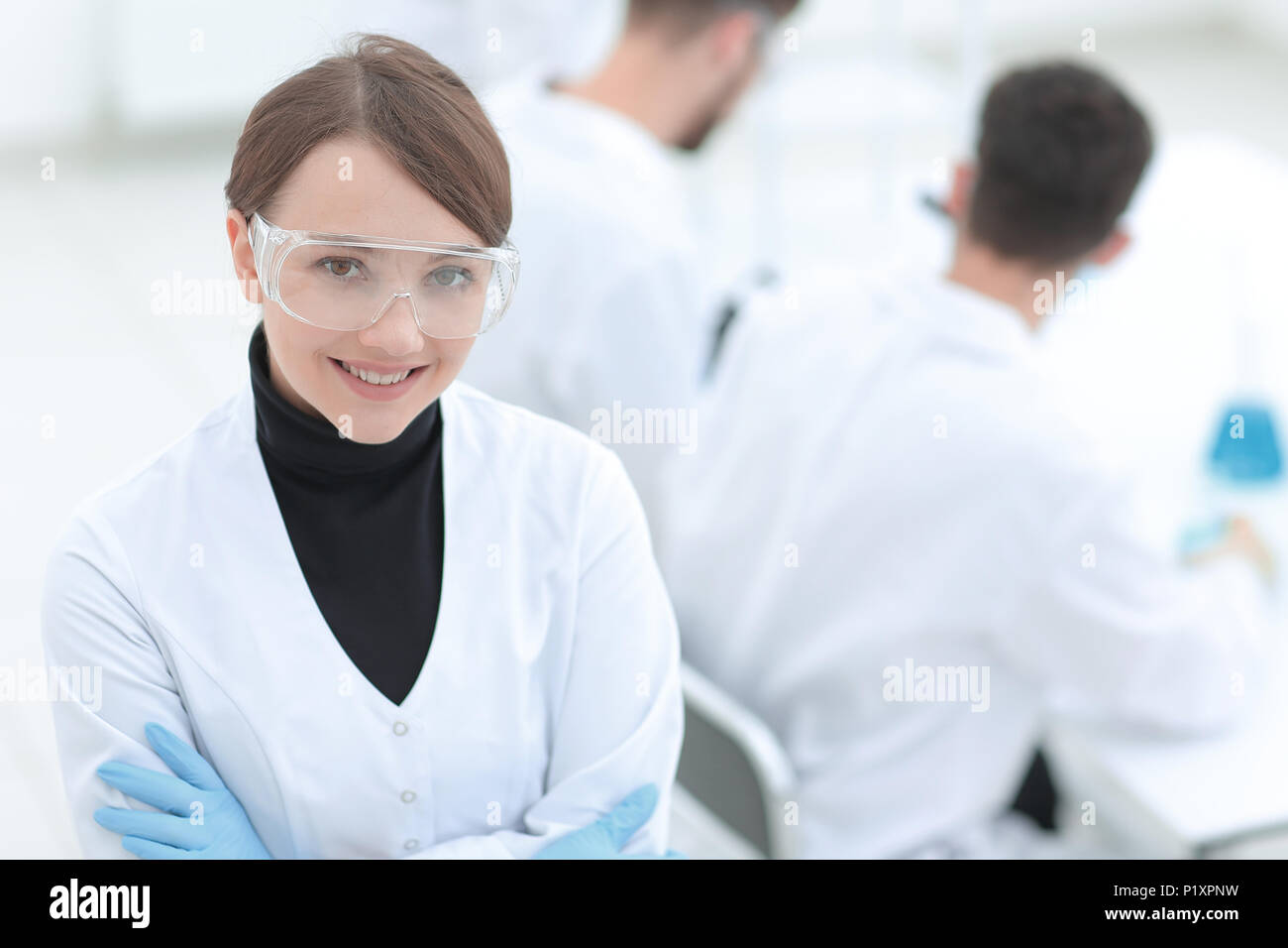 portrait of scientist in laboratory background Stock Photo - Alamy
