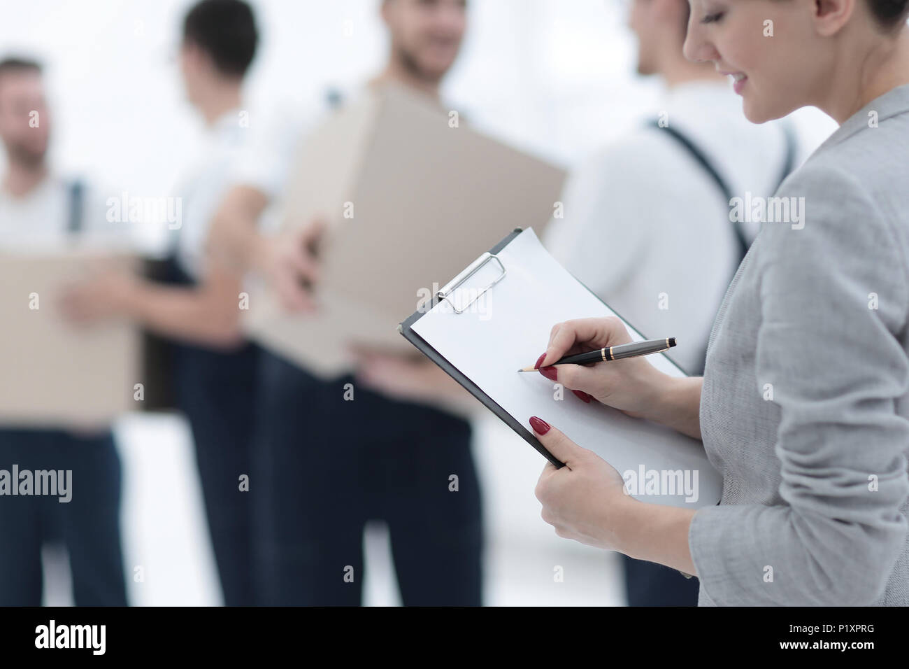A team of professionals engaged in cargo transportation Stock Photo - Alamy