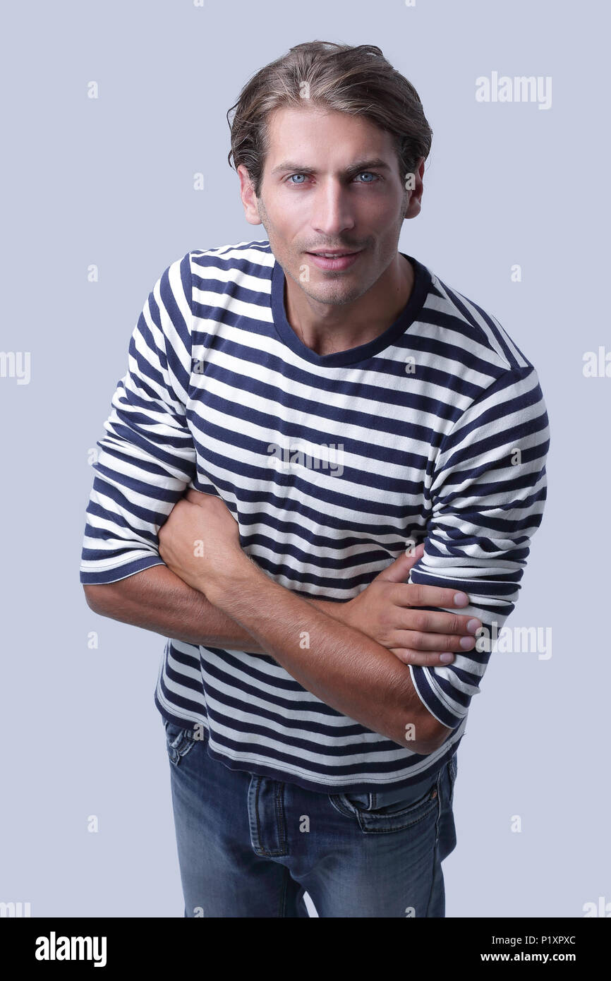 modern man standing in the corner of the white room Stock Photo - Alamy