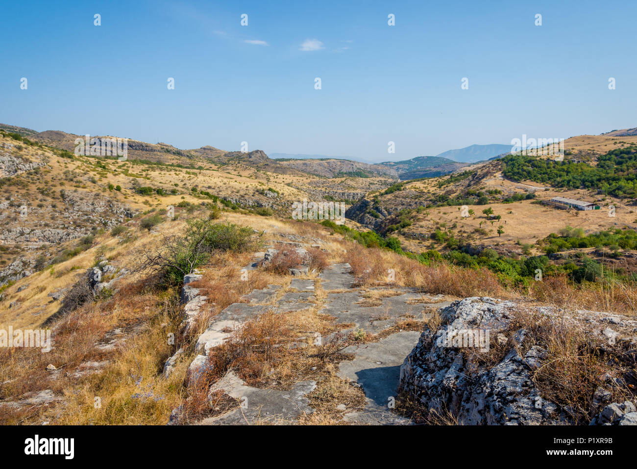 Golden summer landscape of hills and meadows in Nagorno Karabakh ...
