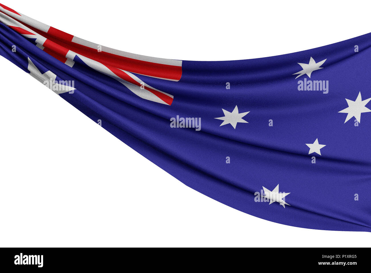 The national flag of Australia. Waving fabric flag with texture draped ...