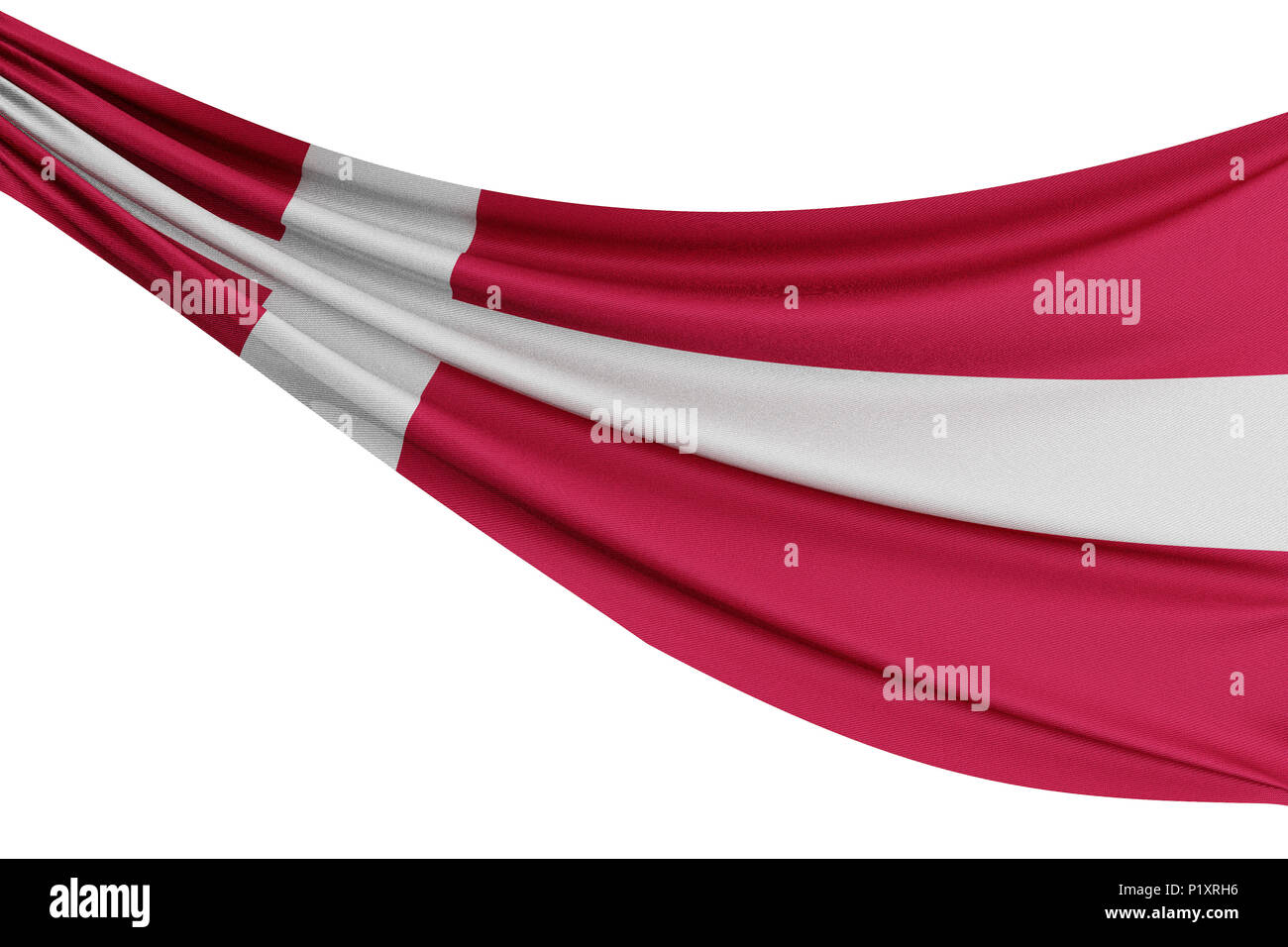 The national flag of Denmark. Waving fabric flag with texture draped on ...