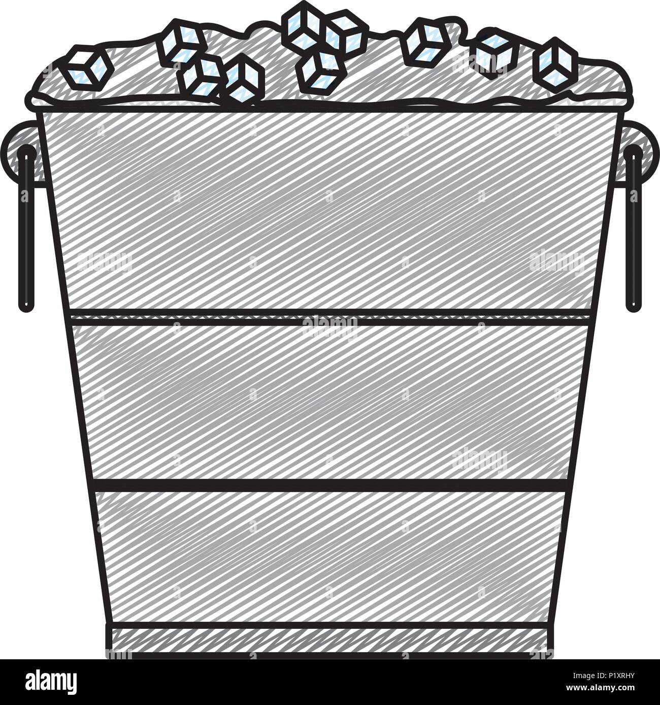 doodle ice cubes texture inside metallic bucket Stock Vector Image ...