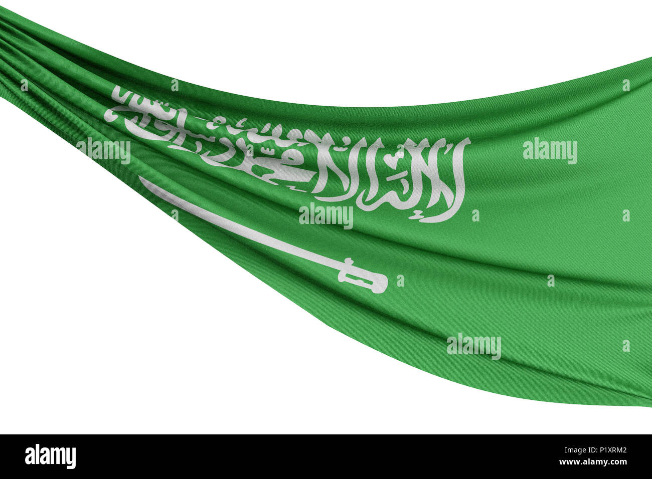 The national flag of Saudi Arabia. Waving fabric flag with texture ...