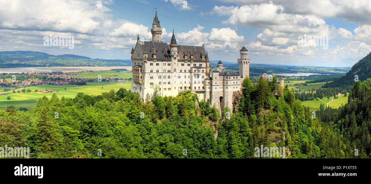 Nice view of Neuschwanstein castle in Bavaria, Germany, Europe Stock ...
