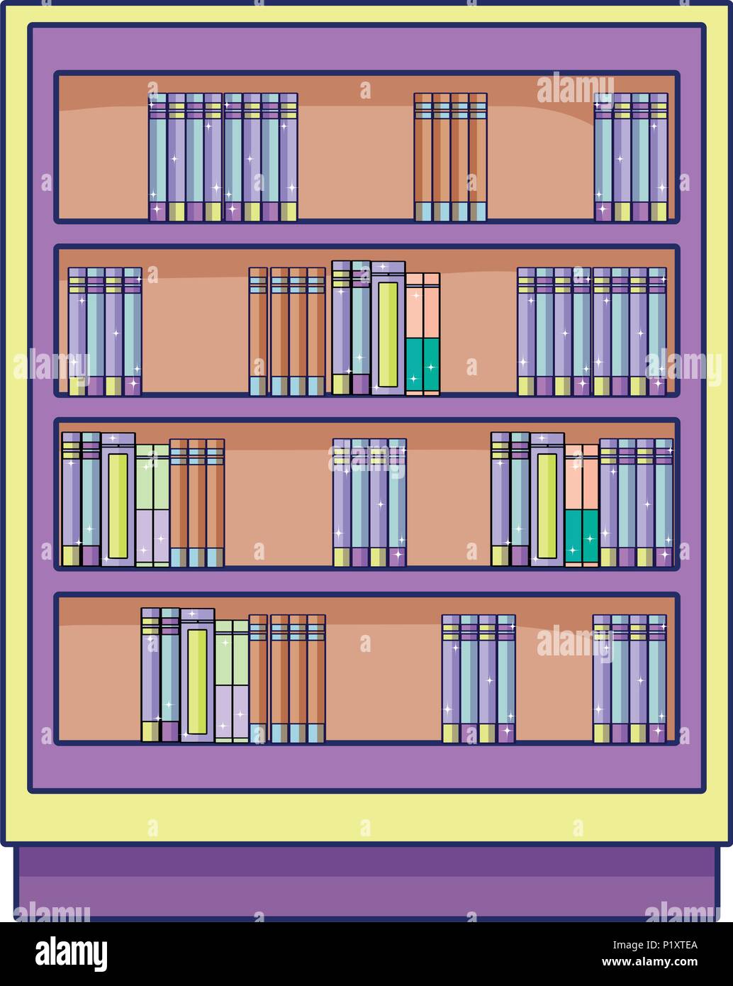 education books organized in the bookcase object Stock Vector Image ...