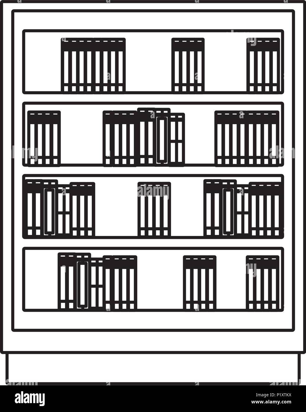 line education books organized in the bookcase object Stock Vector ...