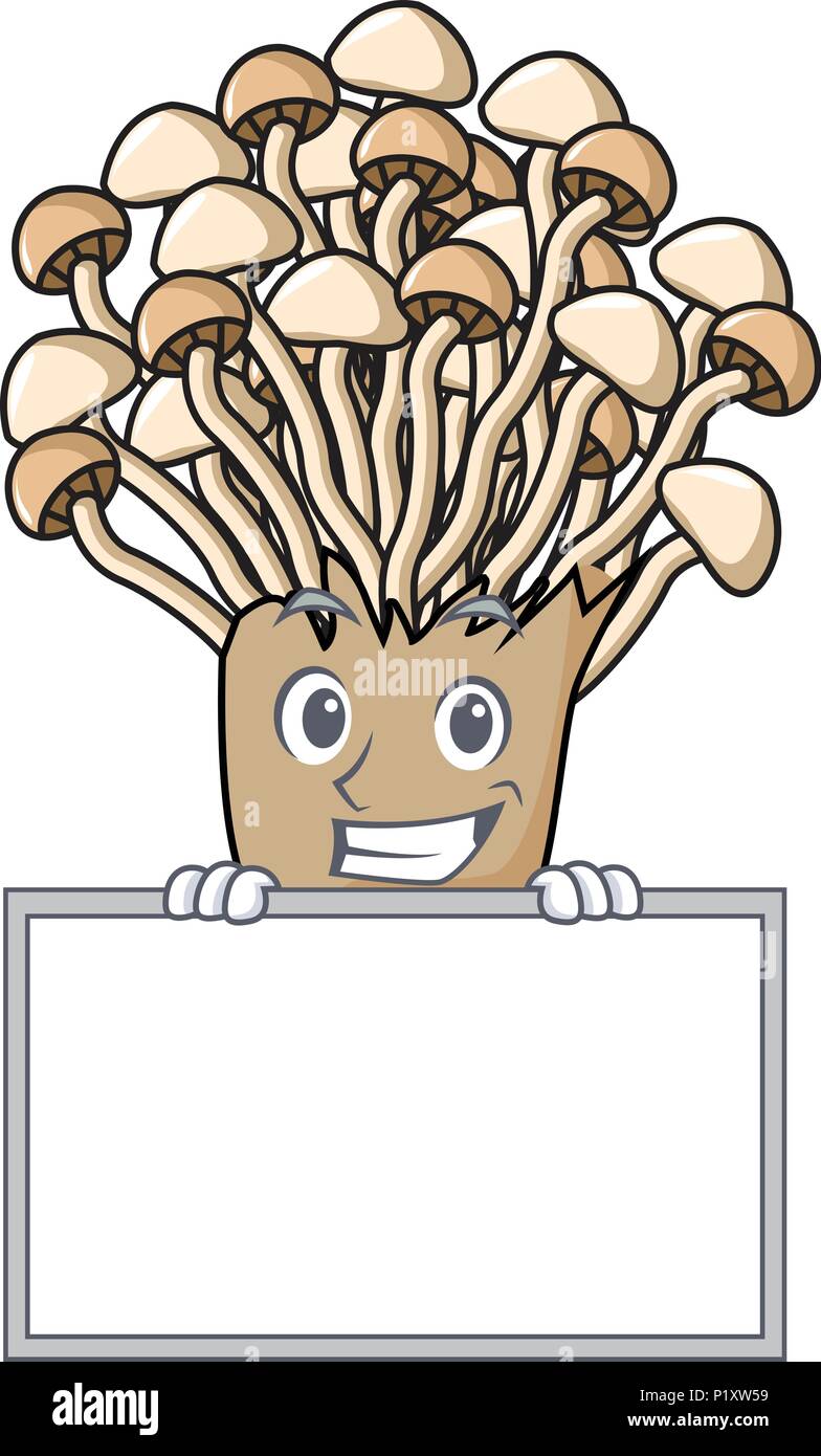 Grinning with board enoki mushroom character cartoon Stock Vector Image ...