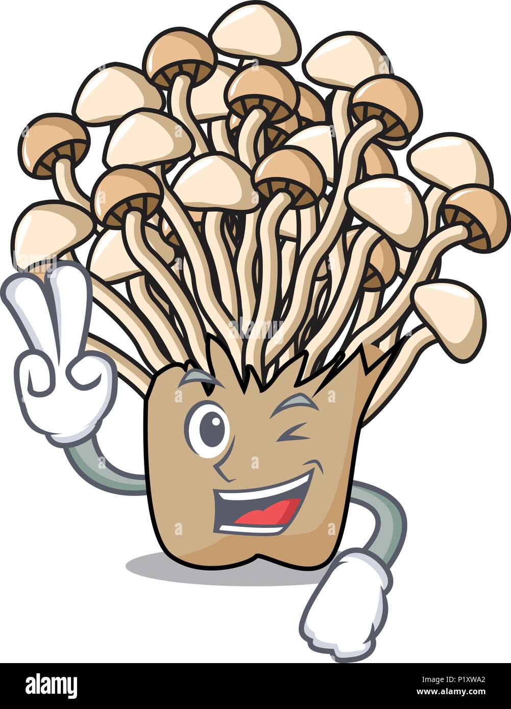 Two finger enoki mushroom character cartoon Stock Vector Image & Art ...