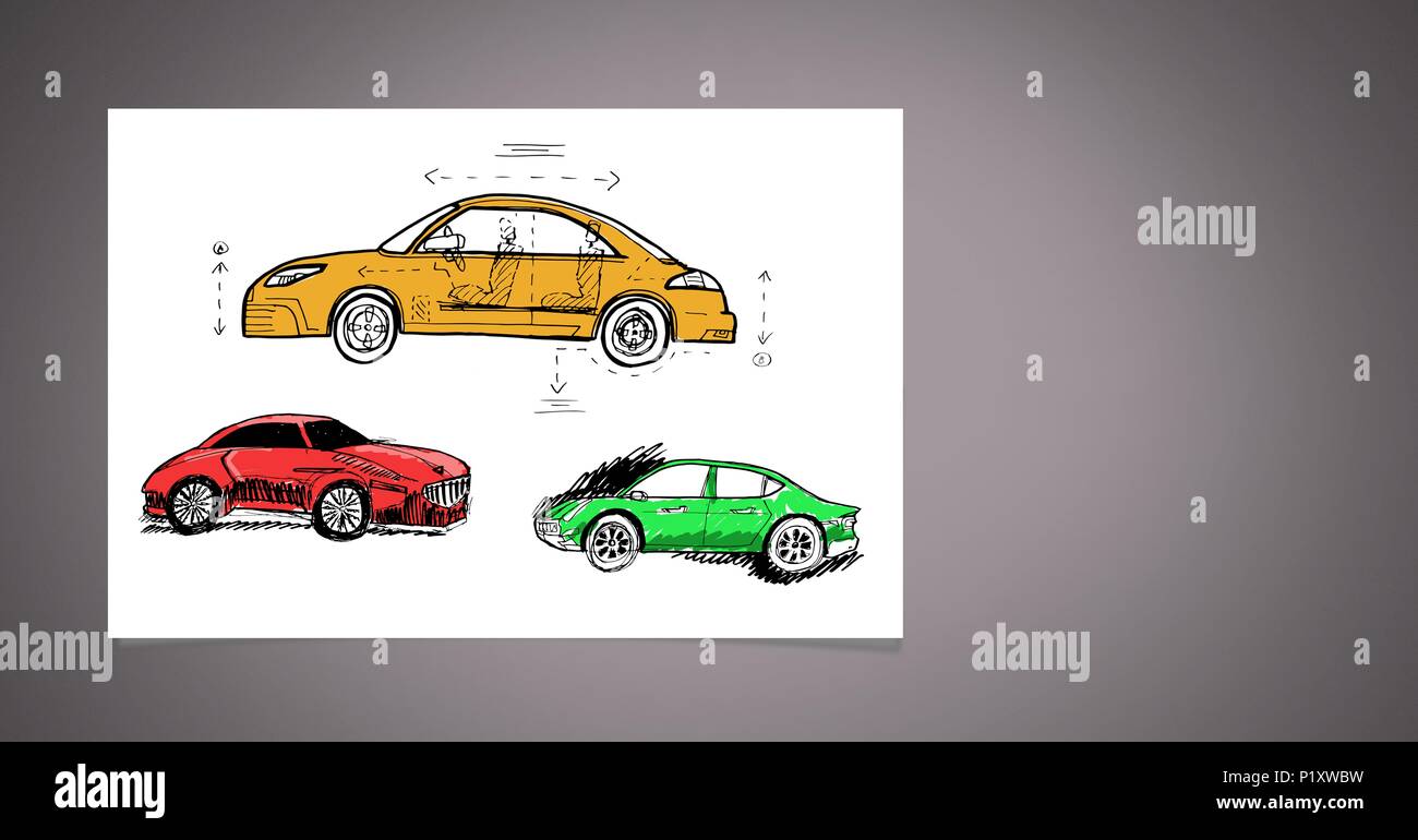 Sketch of cars hand drawing Stock Photo - Alamy