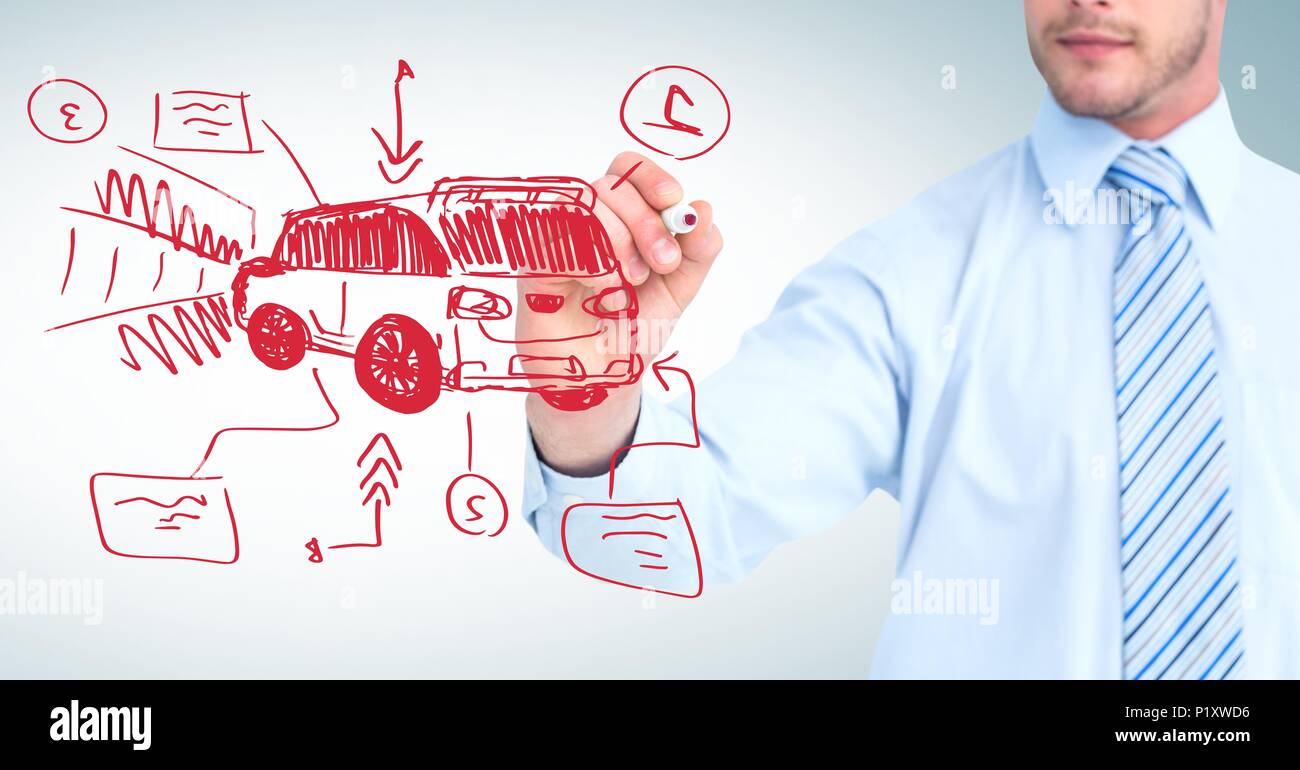 Sketch of car and hand drawing Stock Photo - Alamy