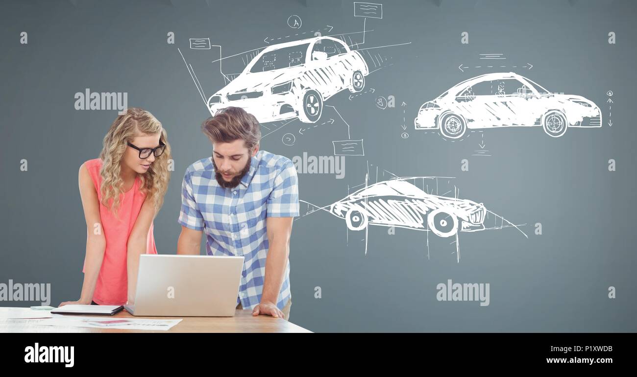 Creative design meeting with sketch of cars hand drawing Stock Photo ...