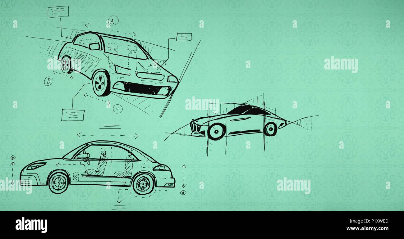 Sketch of cars hand drawing Stock Photo - Alamy