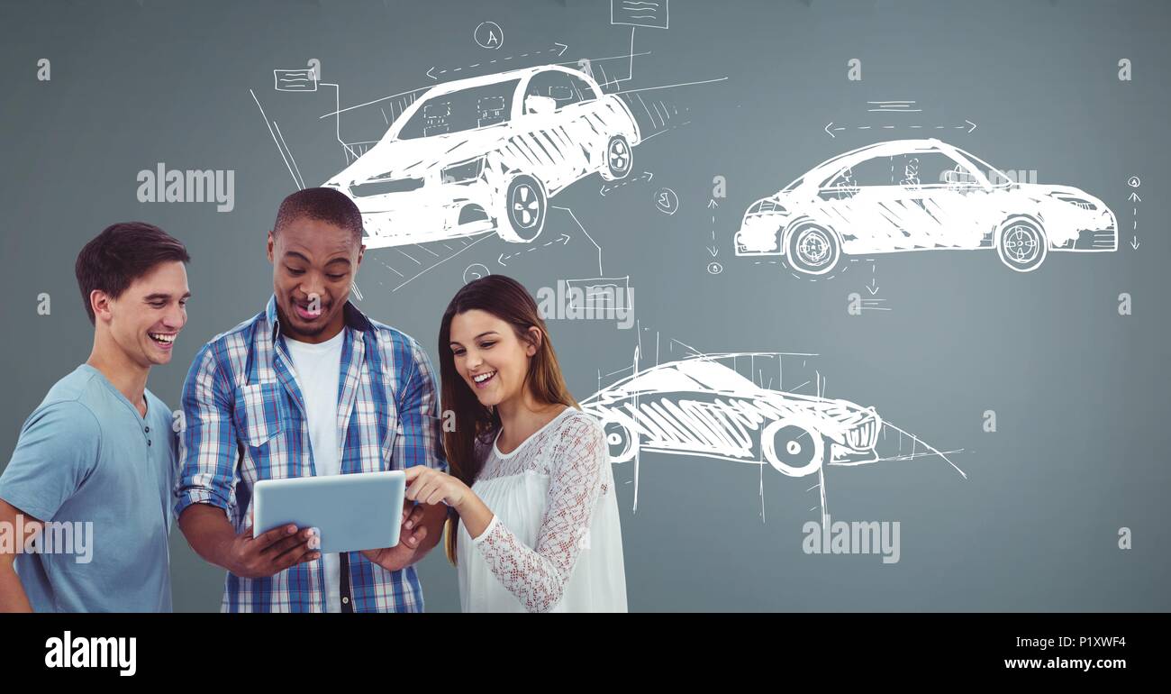 Creative design meeting with sketch of cars hand drawing Stock Photo ...