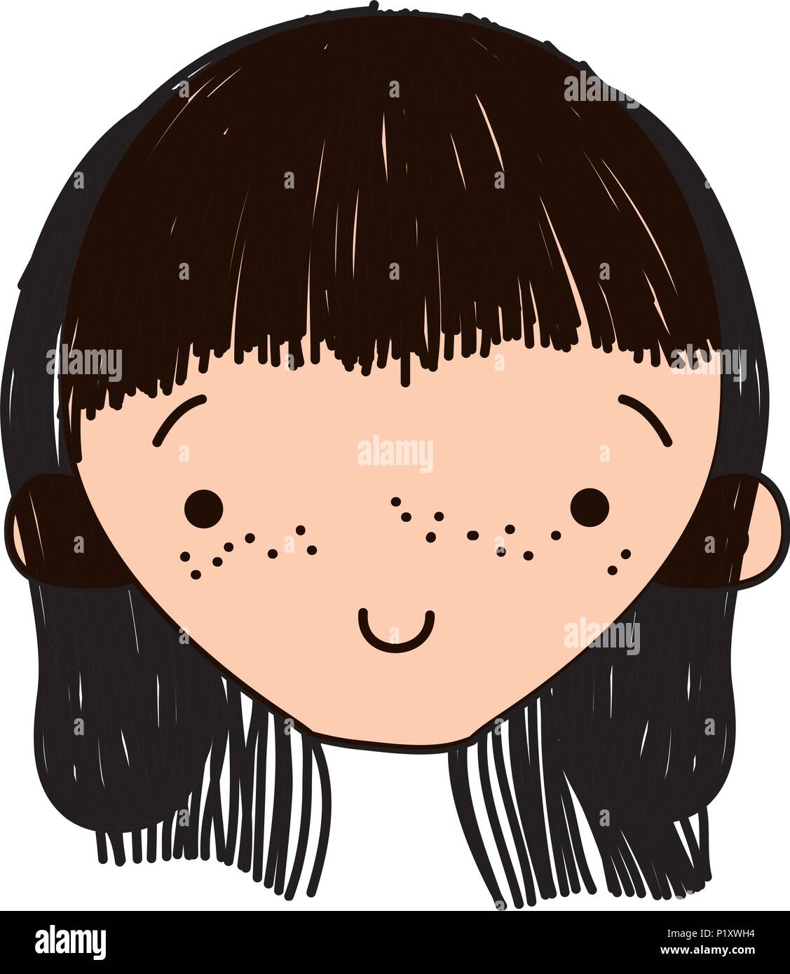 color happy girl head with hairstyle design Stock Vector Image & Art ...