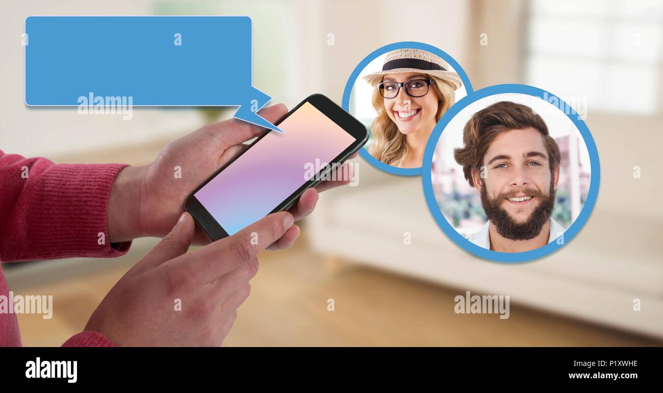 Messaging App on phone in hand with chat profile Stock Photo - Alamy