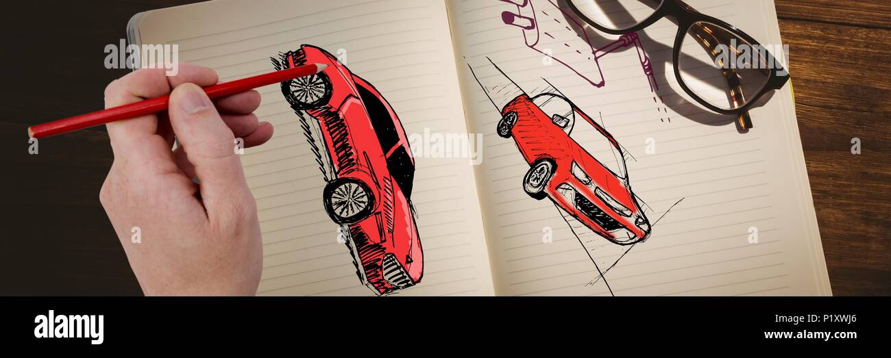Sketch of cars and hand drawing Stock Photo - Alamy