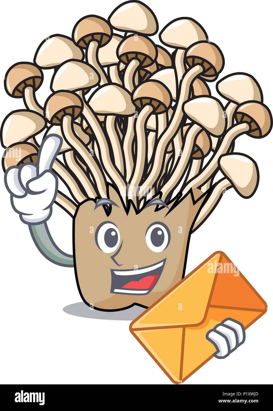 With envelope enoki mushroom character cartoon Stock Vector Image & Art ...