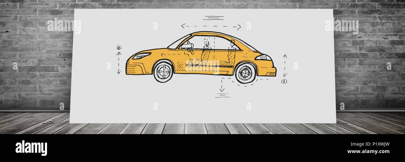 Sketch of cars hand drawing on board in room Stock Photo - Alamy