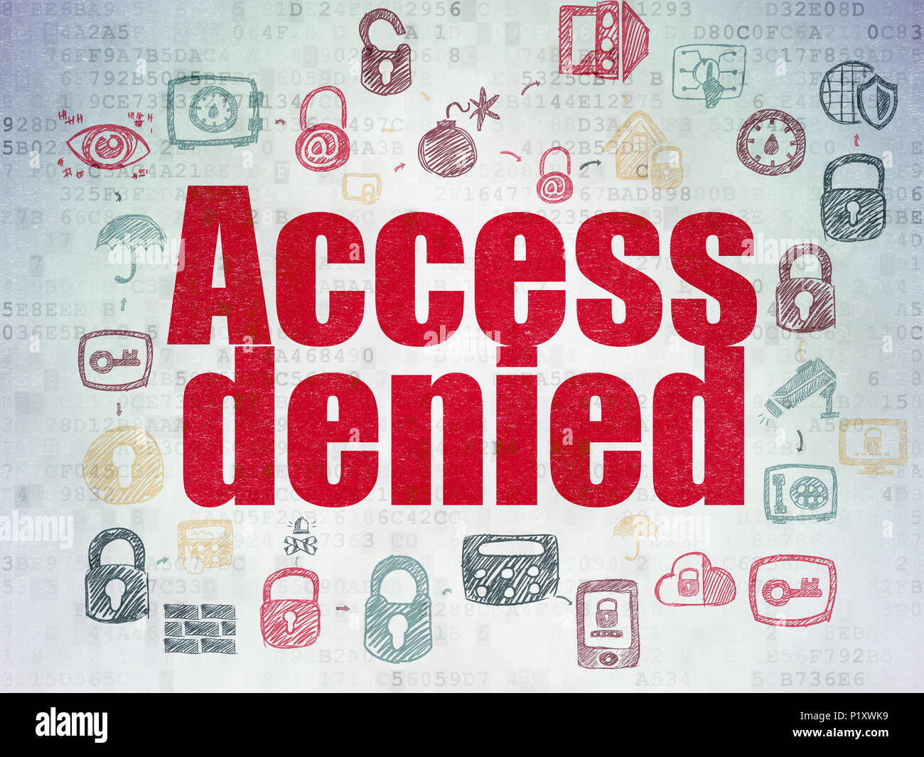 Safety concept: Access Denied on Digital Data Paper background Stock ...