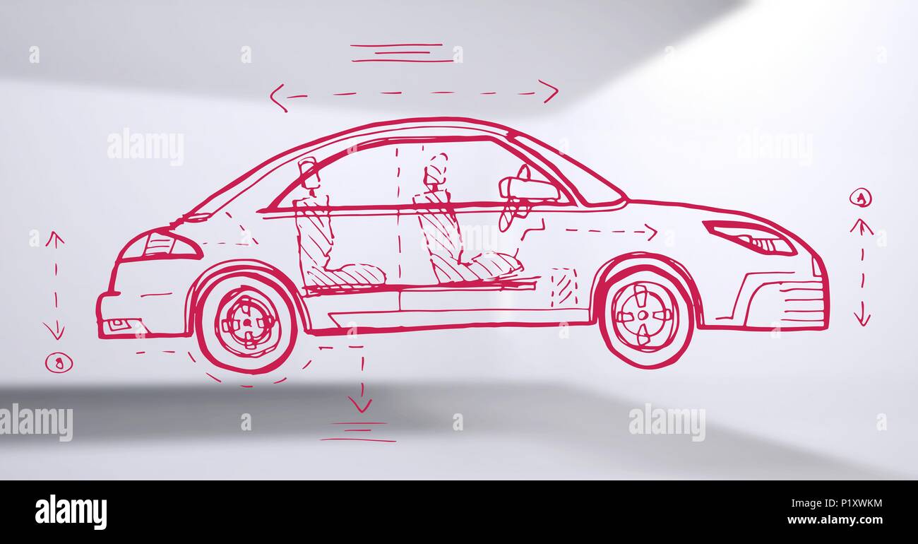 Sketch of car in room Stock Photo - Alamy
