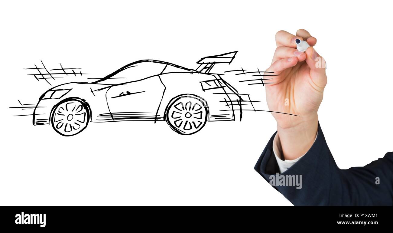 Sketch of car and hand drawing Stock Photo - Alamy