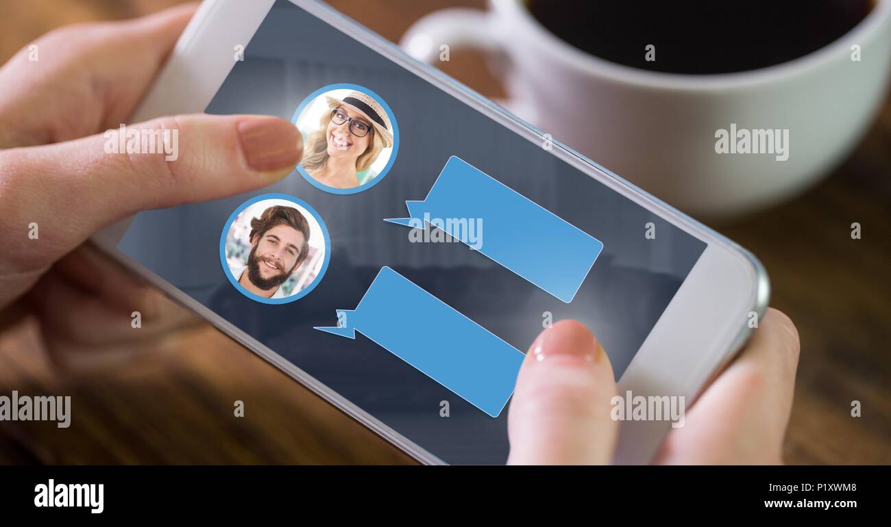 Messaging App on phone in hand with chat profiles Stock Photo - Alamy