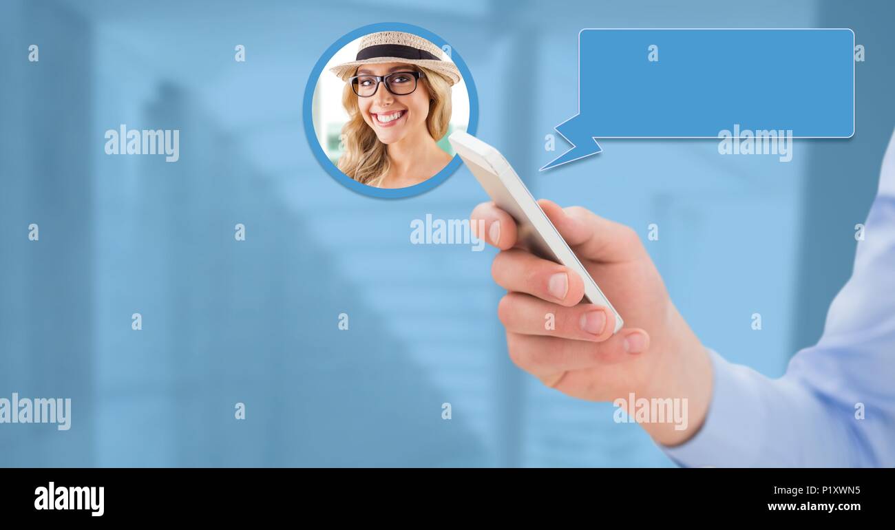 Messaging App on phone in hand with chat profile Stock Photo - Alamy