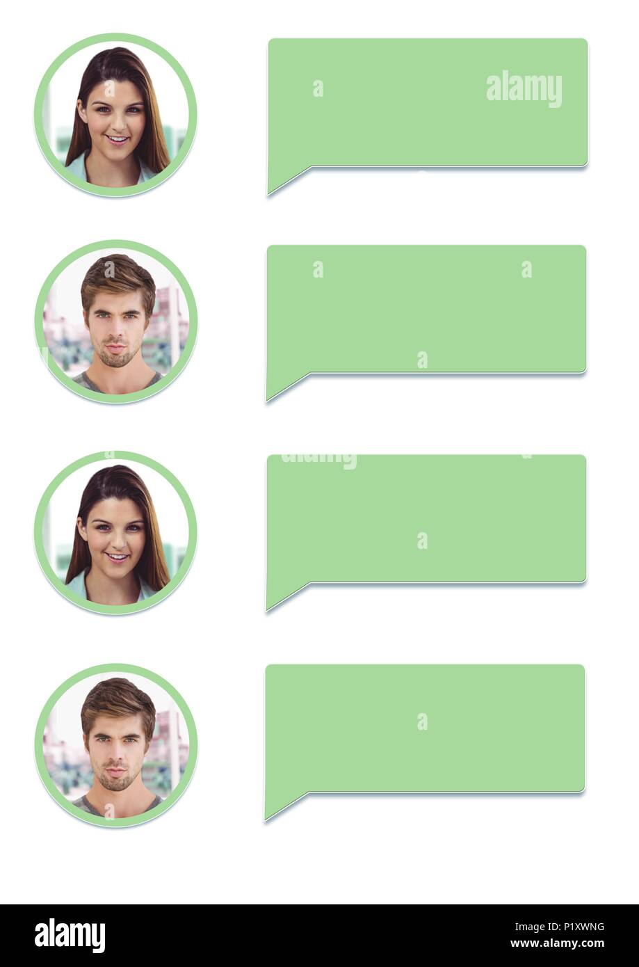 Chat conversation profiles messaging with blank speech bubbles Stock ...