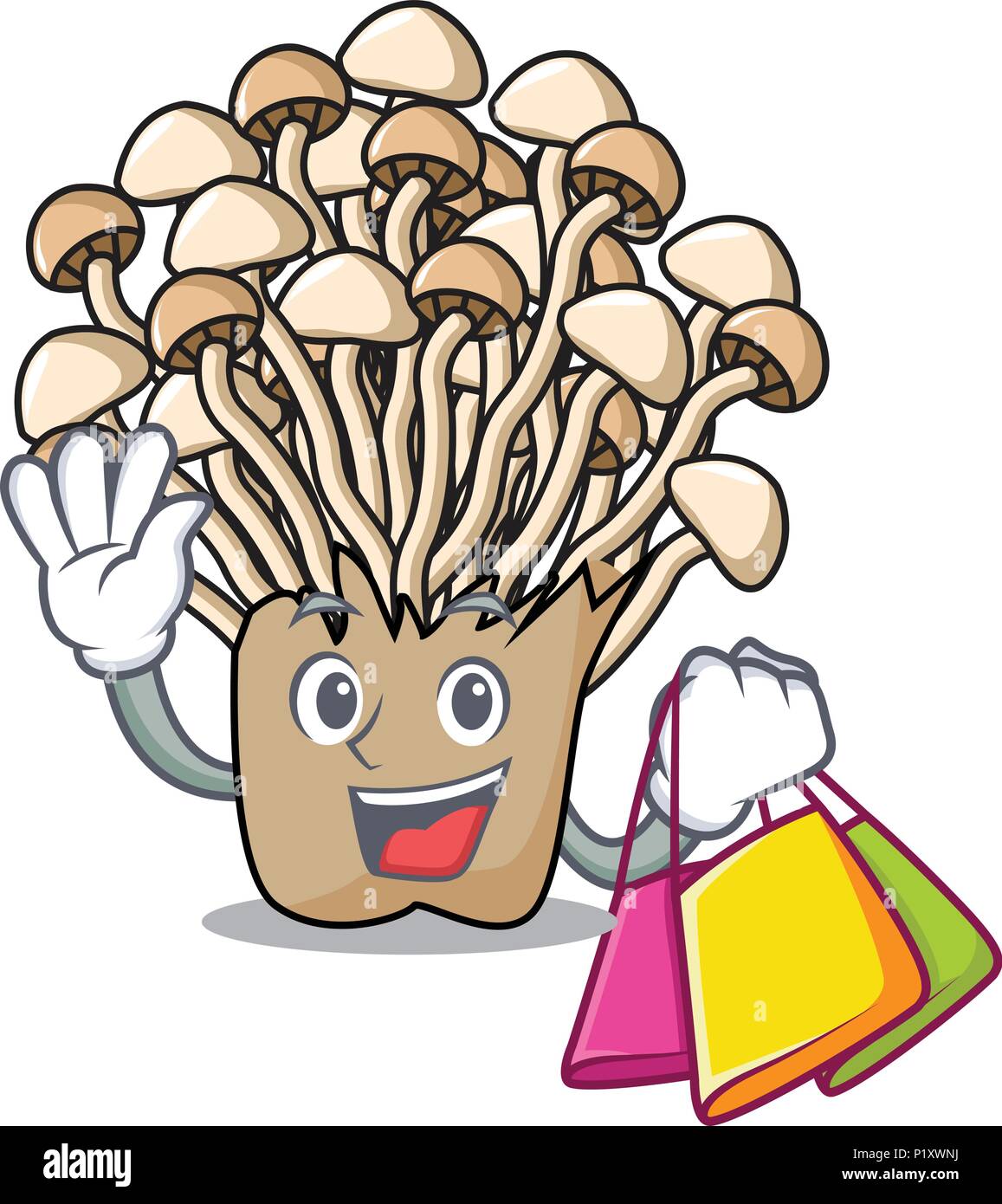 Shopping enoki mushroom character cartoon Stock Vector Image & Art - Alamy