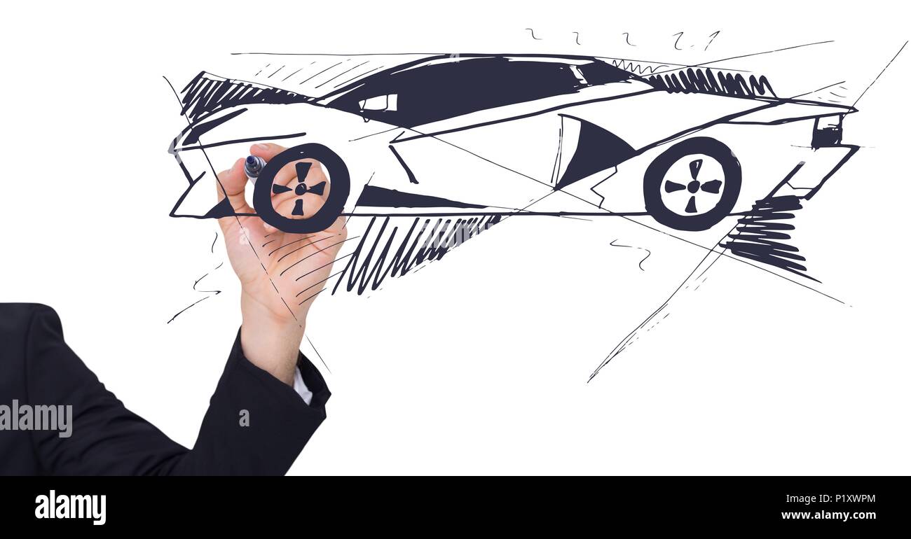 Sketch of car and hand drawing Stock Photo - Alamy