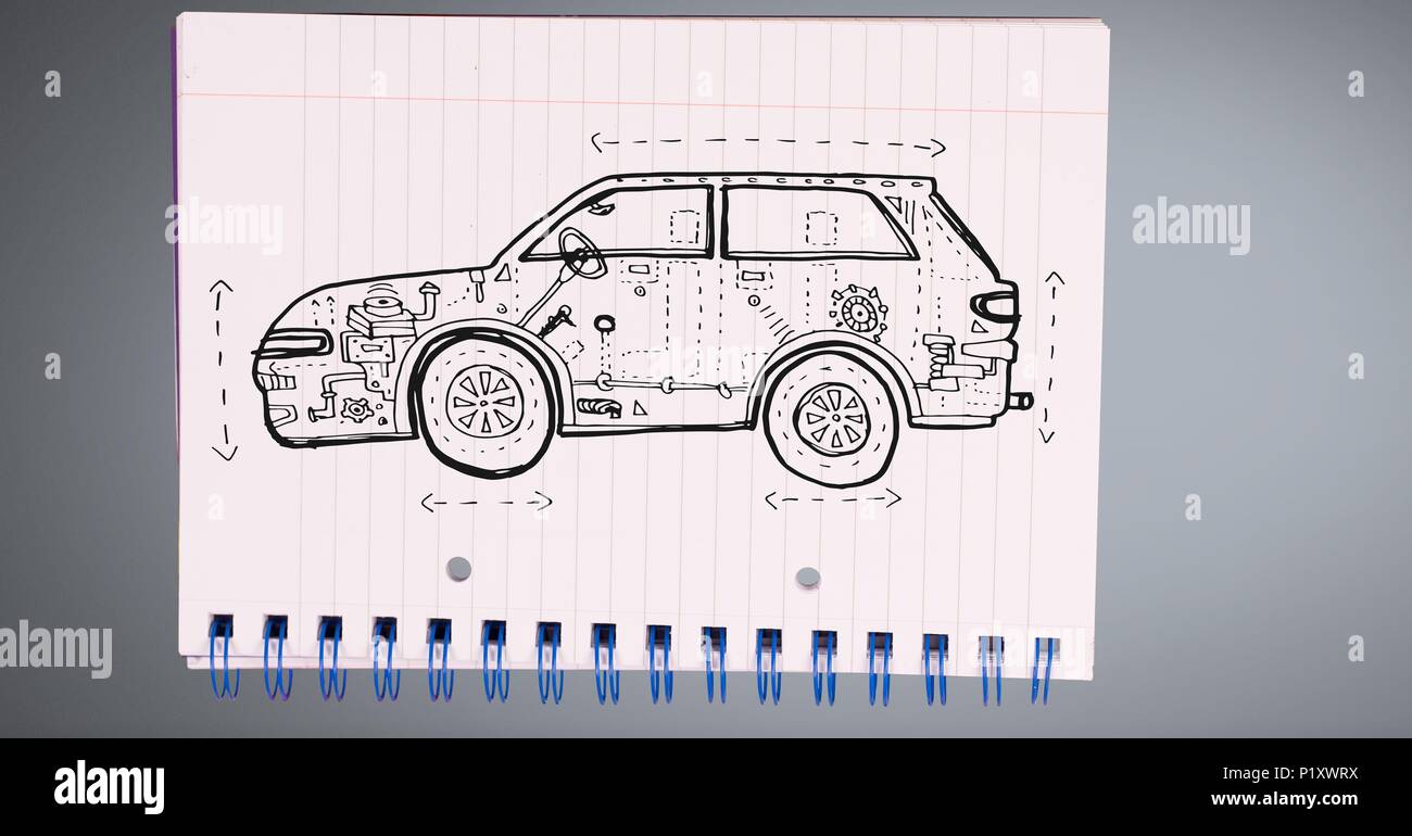 Sketch of car mechanics hand drawing on sketech pad Stock Photo - Alamy