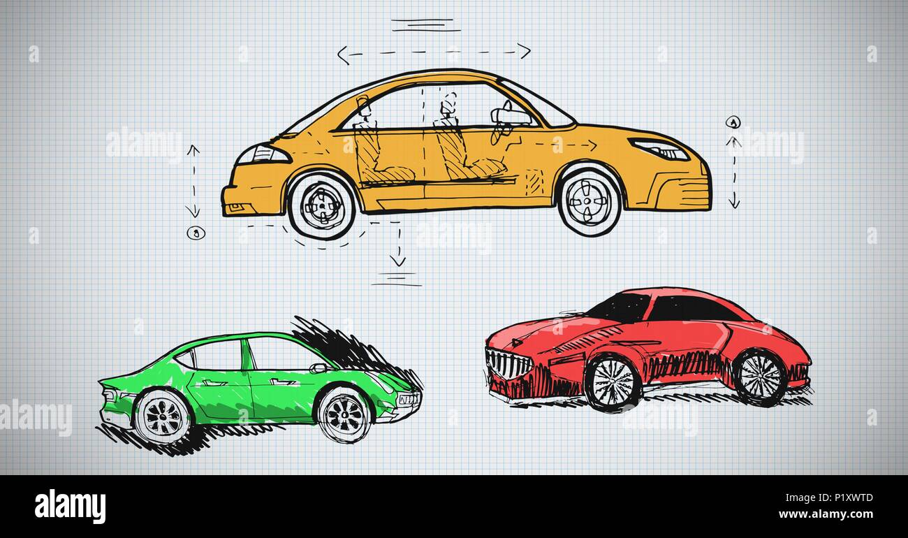 Sketch of cars hand drawing Stock Photo - Alamy