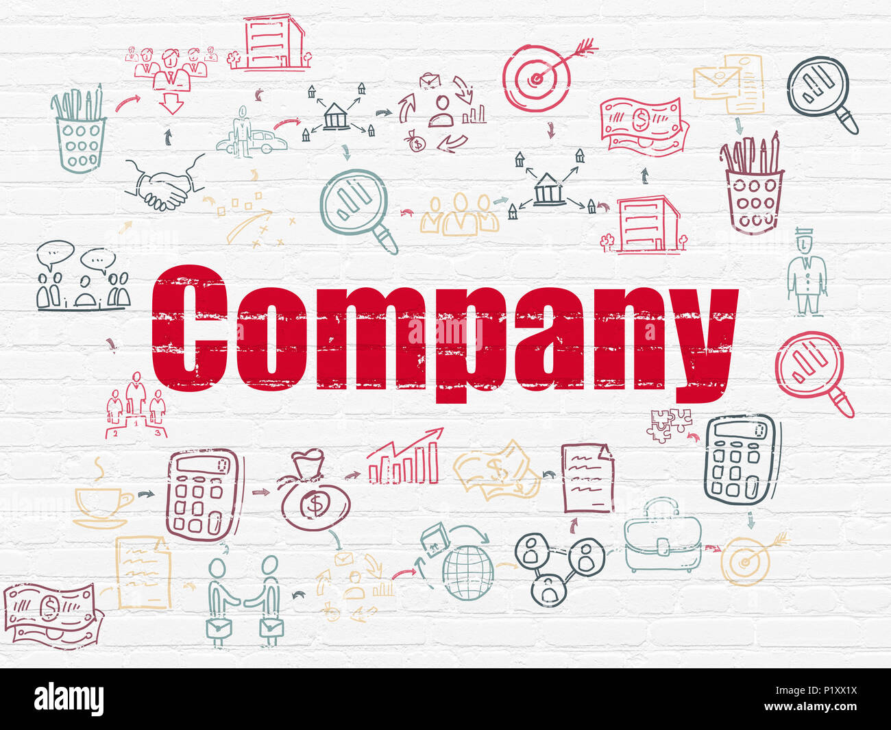 Business concept: Company on wall background Stock Photo - Alamy