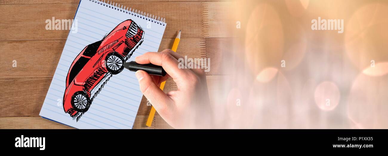 Sketch of car and hand drawing Stock Photo - Alamy